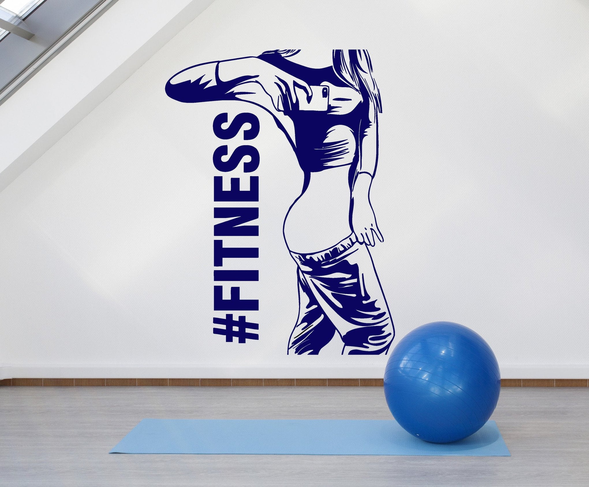 Vinyl Wall Decal Fitness Girl Sports Art Selfie Woman Gym Decor Sticke ...