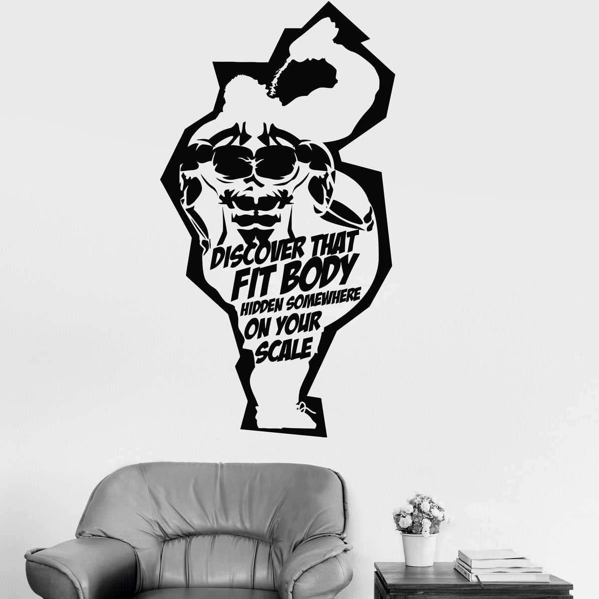 Vinyl Wall Decal Fitness Club Motivation Quote Muscle Gym Stickers Uni ...