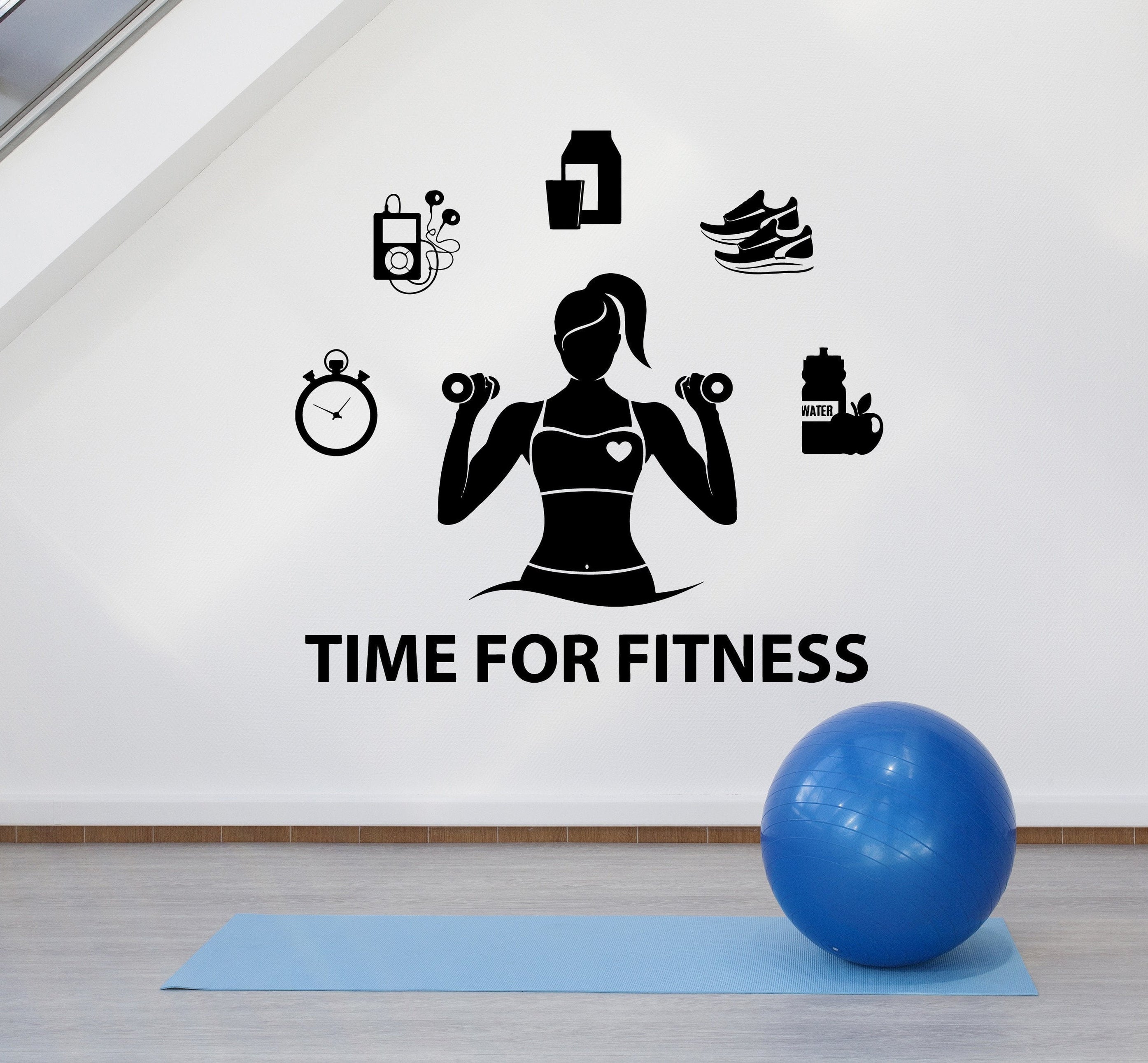 Vinyl Wall Decal Fitness Girl Motivation Gym Healthy Lifestyle Sticker ...