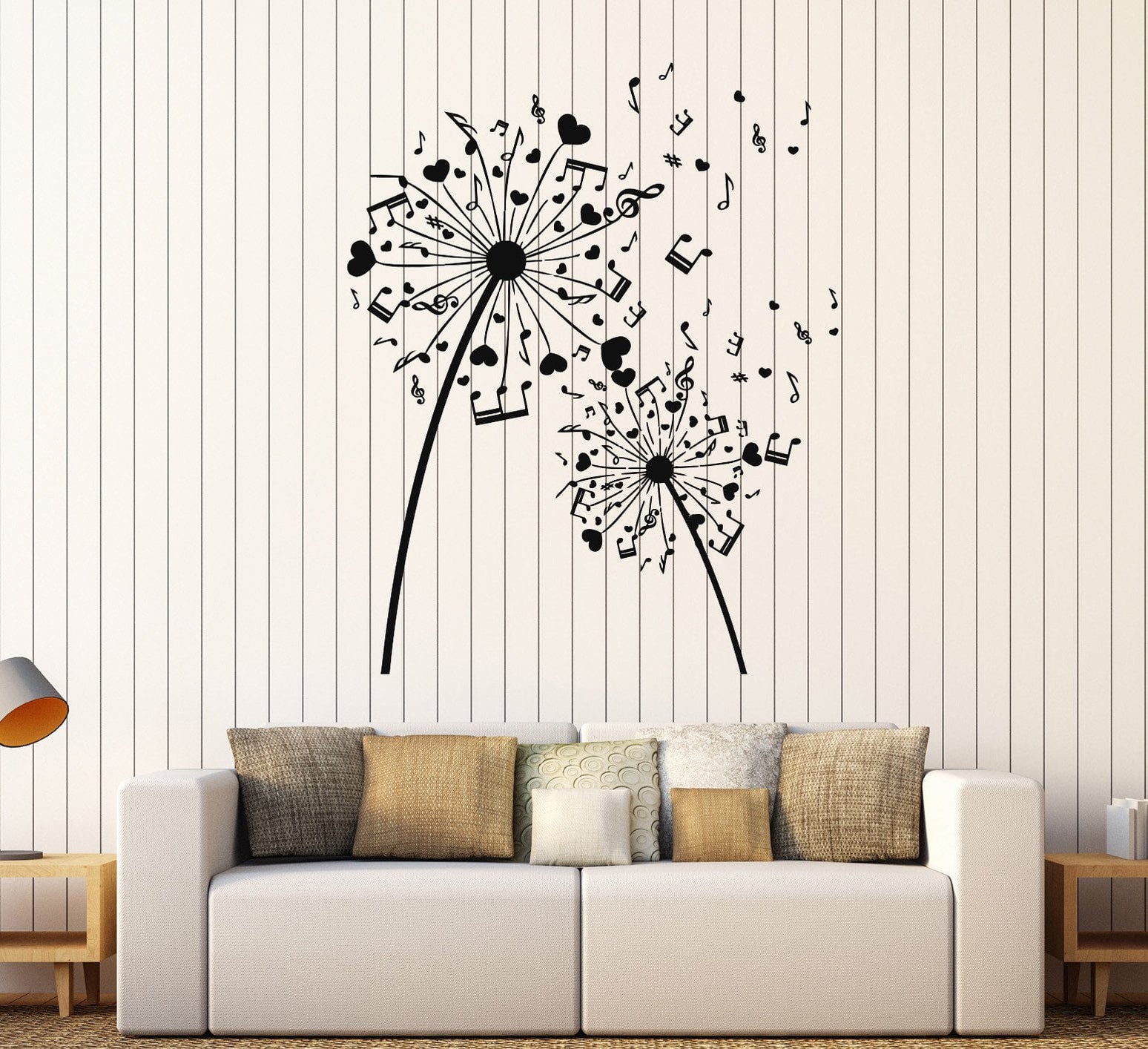Vinyl Wall Decal Musical Dandelion Music Art Room Decoration Stickers ...