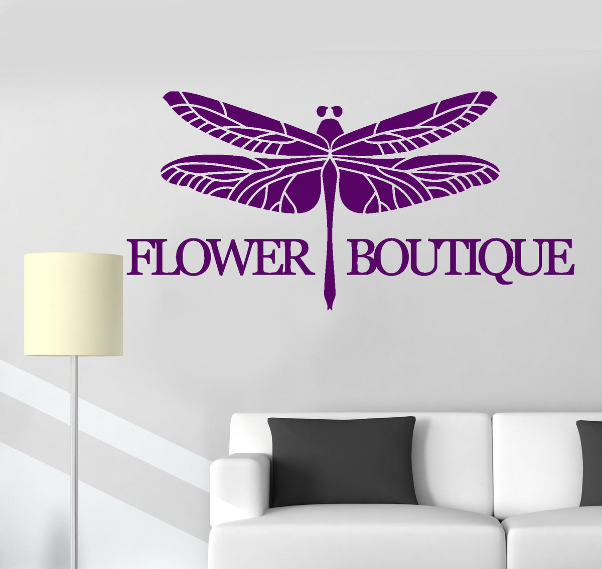 Vinyl Wall Decal Flower Boutique Logo Dragonfly Decor Stickers Unique ...