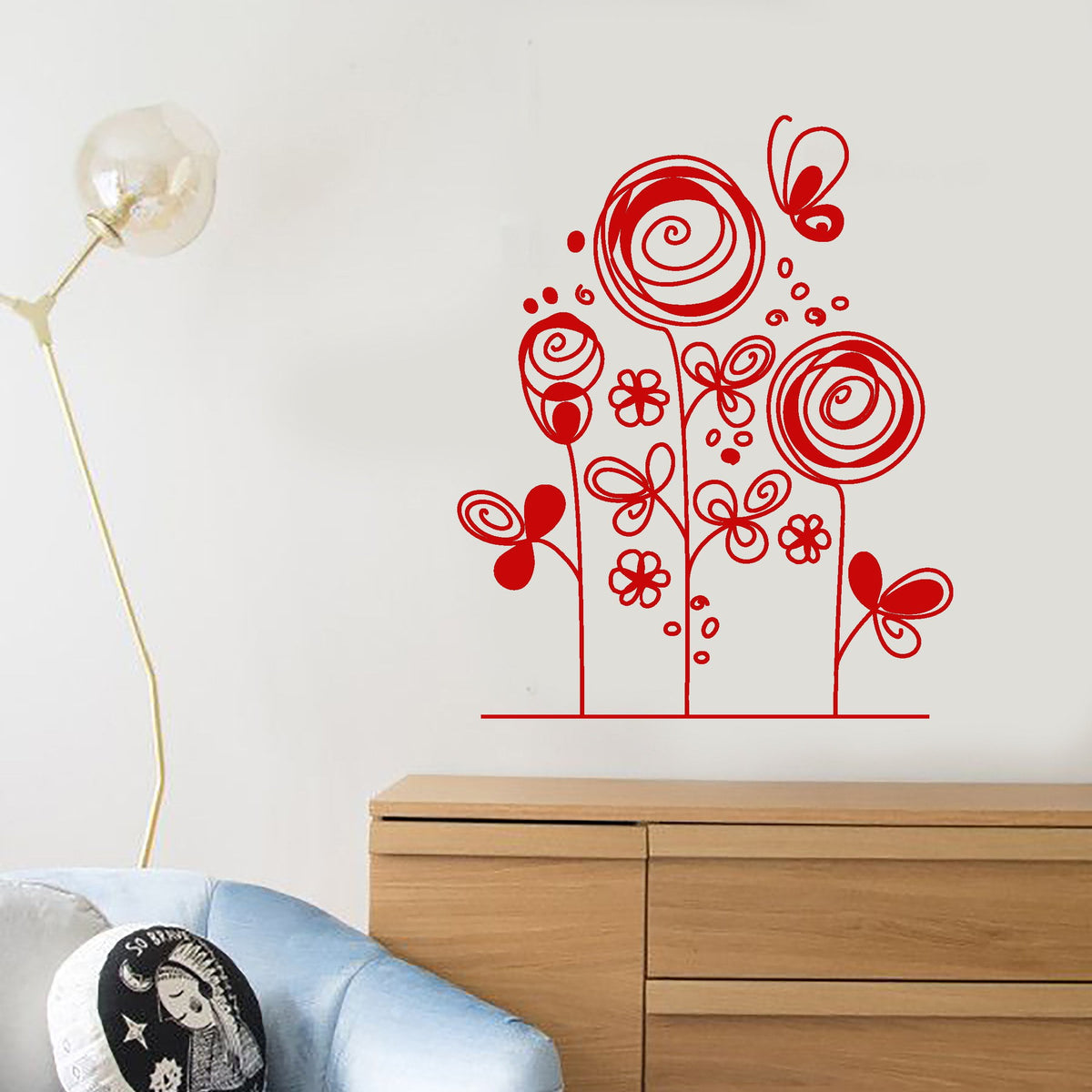 Vinyl Wall Decal Cartoon Flowers Flowerbed Garden Children's Room Stic ...