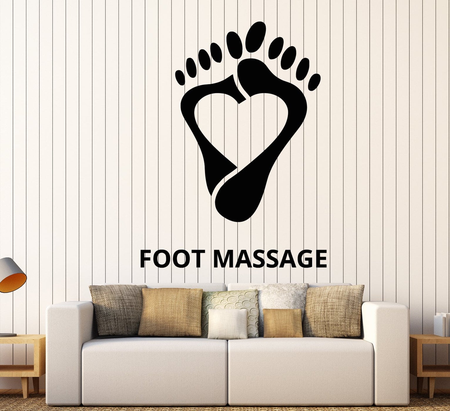 Vinyl Wall Decal Foot Massage Words Spa Center Logo Feet Heart Sticker ...
