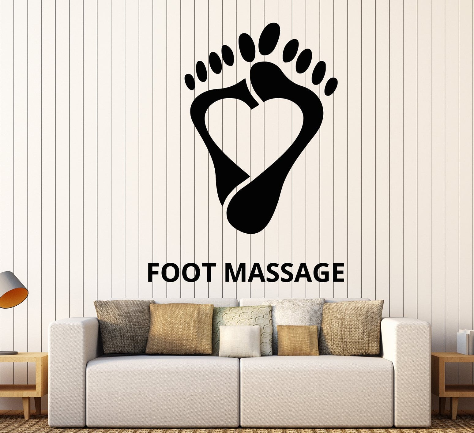 Vinyl Wall Decal Foot Massage Words Spa Center Logo Feet Heart Sticker ...