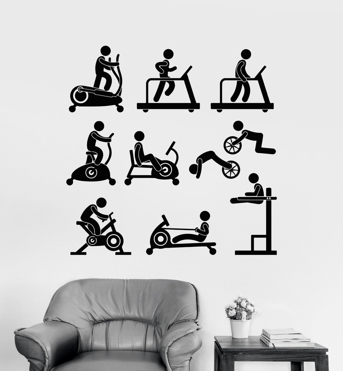 Vinyl Wall Decal Sports Gym Fitness Equipment Motivation Decor Sticker ...