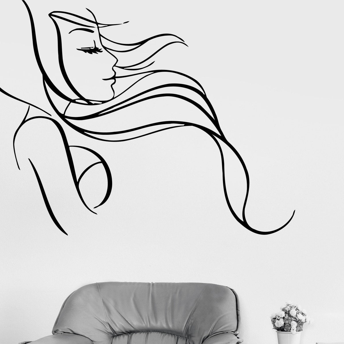 Wall Stickers Vinyl Decal Beautiful Sexy Woman Long Hair Salon Barbers ...