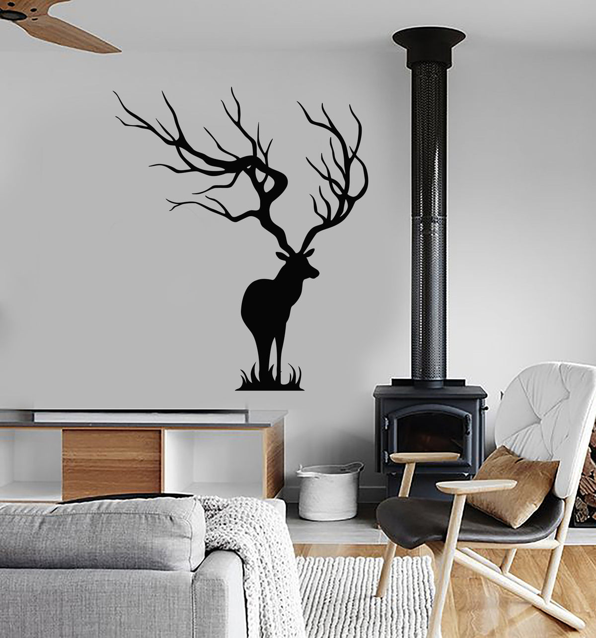 Vinyl Wall Decal Forest Deer Tribal Animal Horns Nature Stickers (2753 ...