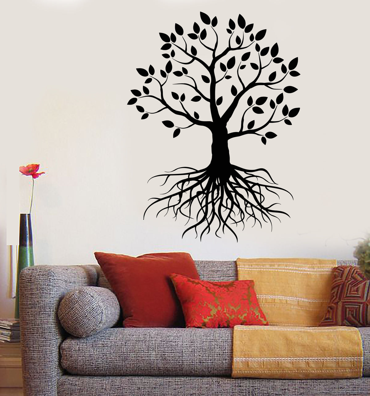 Vinyl Wall Decal Tree Roots Nature Forest Branches Foliage Stickers Un ...