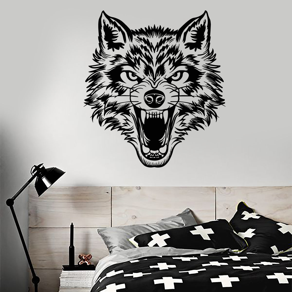 Vinyl Wall Decal Lone Wolf Head Angry Predator Forest Wild Animal Stic ...