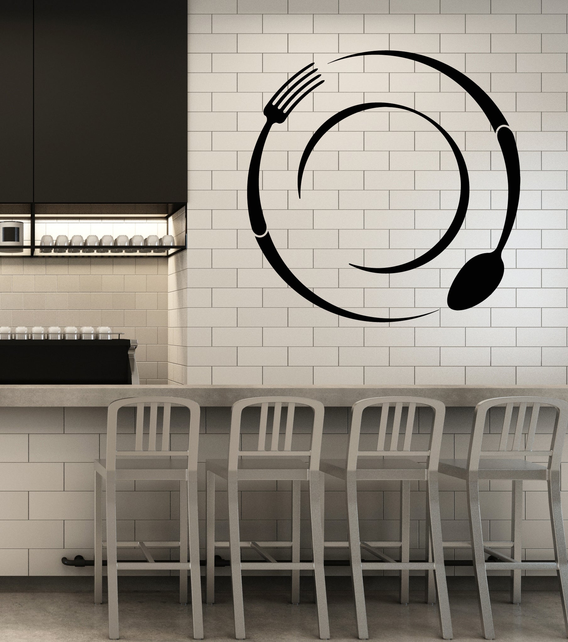 Vinyl Wall Decal Cutlery Spoon And Fork Kitchen Decor Stickers (3342ig ...