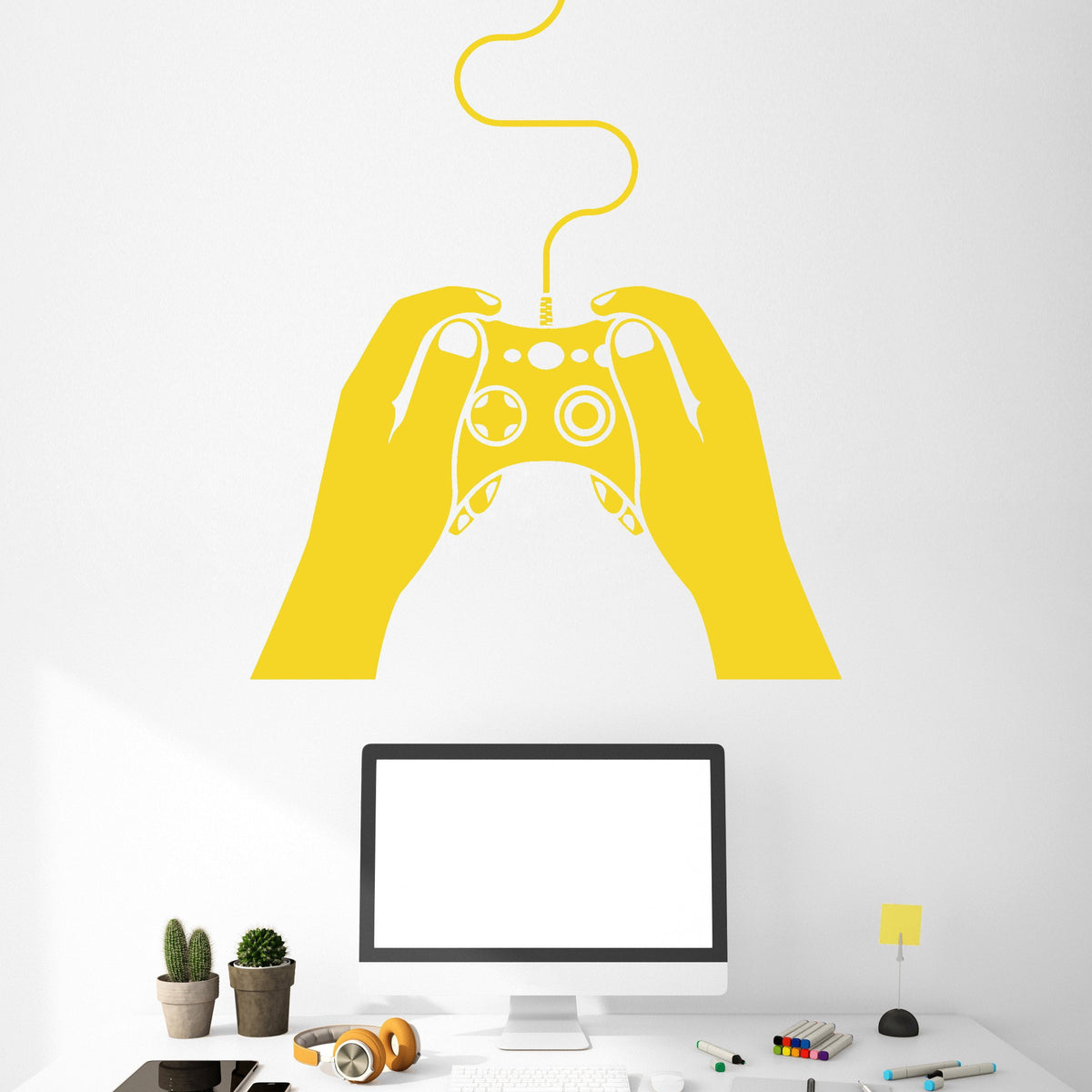 Vinyl Wall Decal Video Game Gamer Hands Joystick Console Stickers Uniq ...