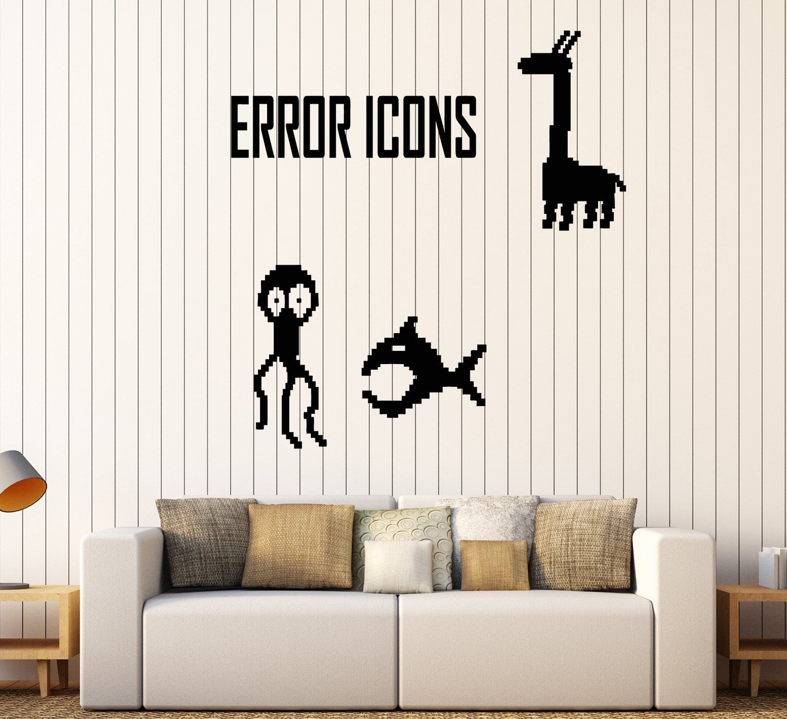 Vinyl Wall Decal Funny Gamer Video Game Error Icons Room Decor Sticker ...