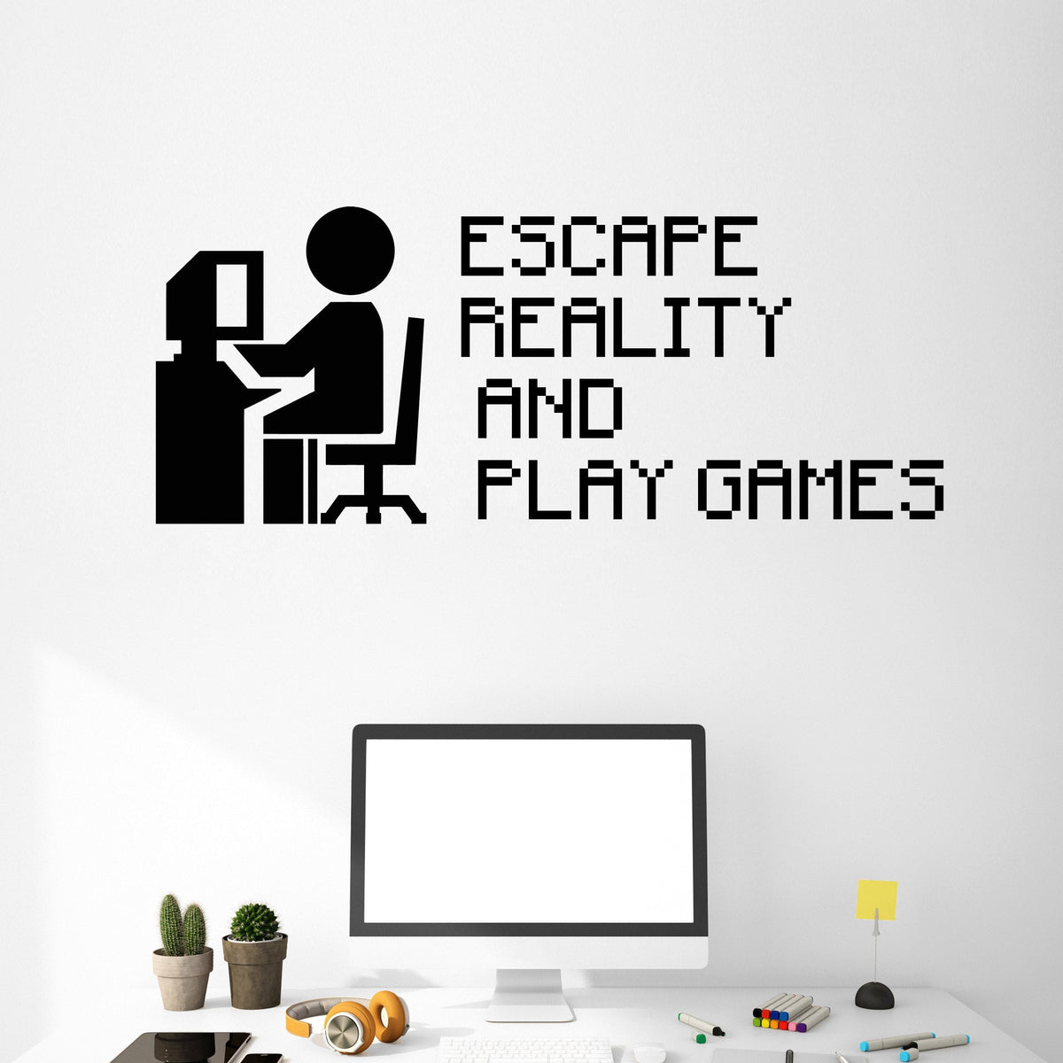 Vinyl Wall Decal Gamer Quote Video Game Gaming Pixel Art Stickers Uniq ...