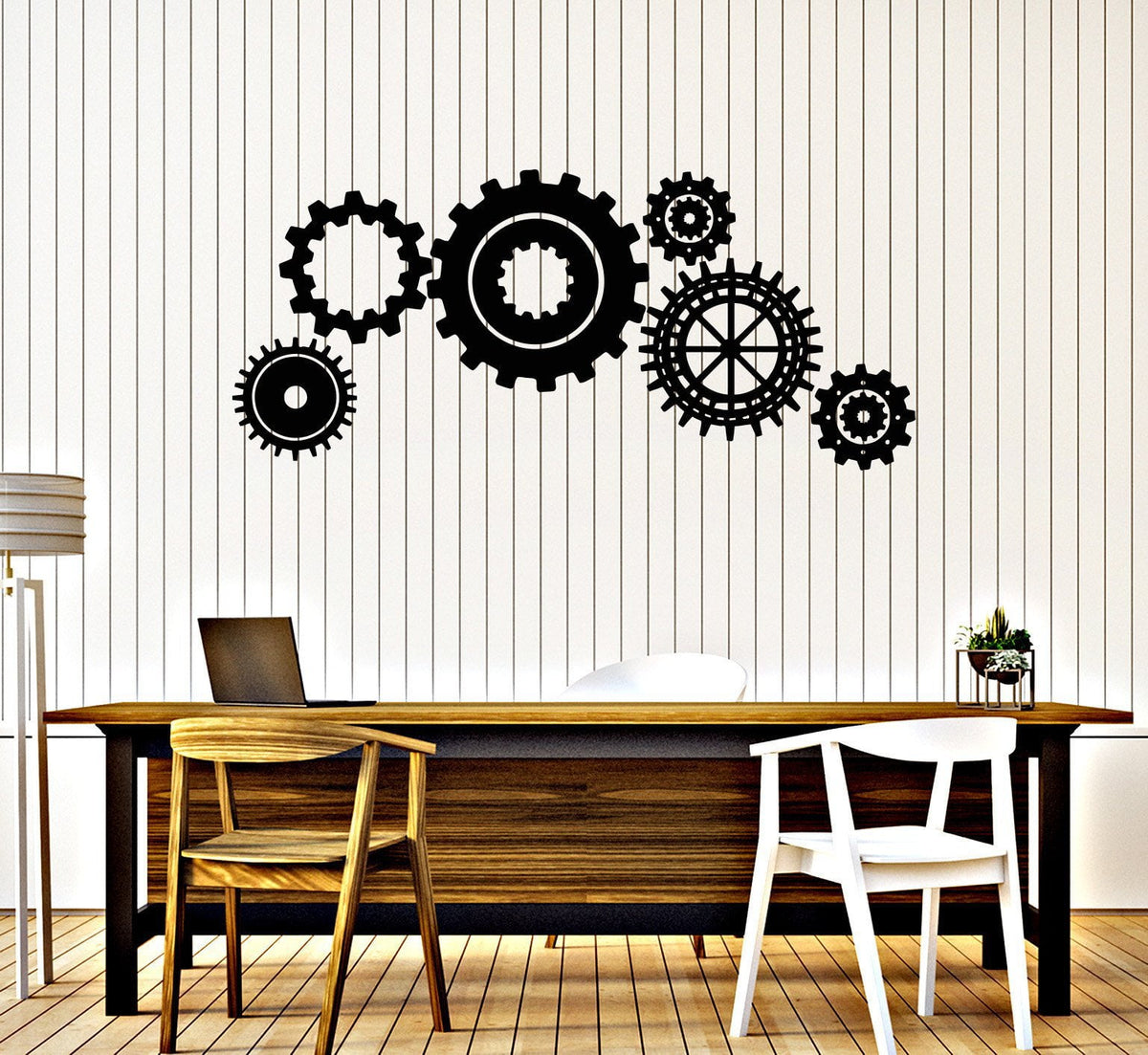 Vinyl Wall Decal Gears Mechanism Engineer Garage Decor Decor Stickers ...