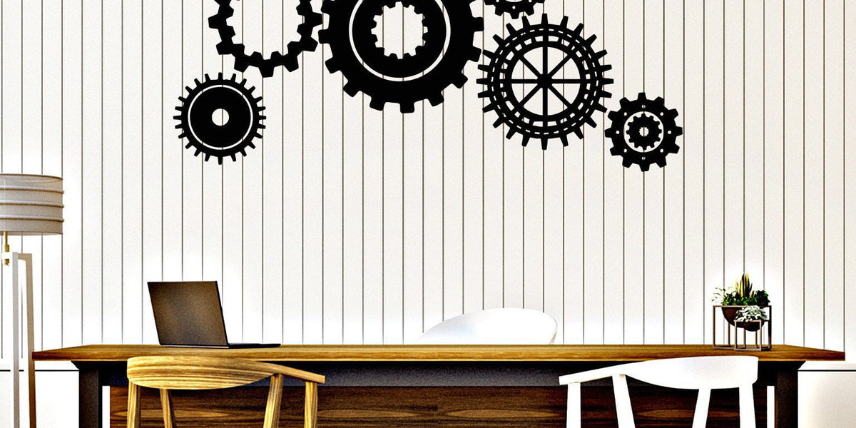 Vinyl Wall Decal Gears Mechanism Engineer Garage Decor Decor Stickers ...