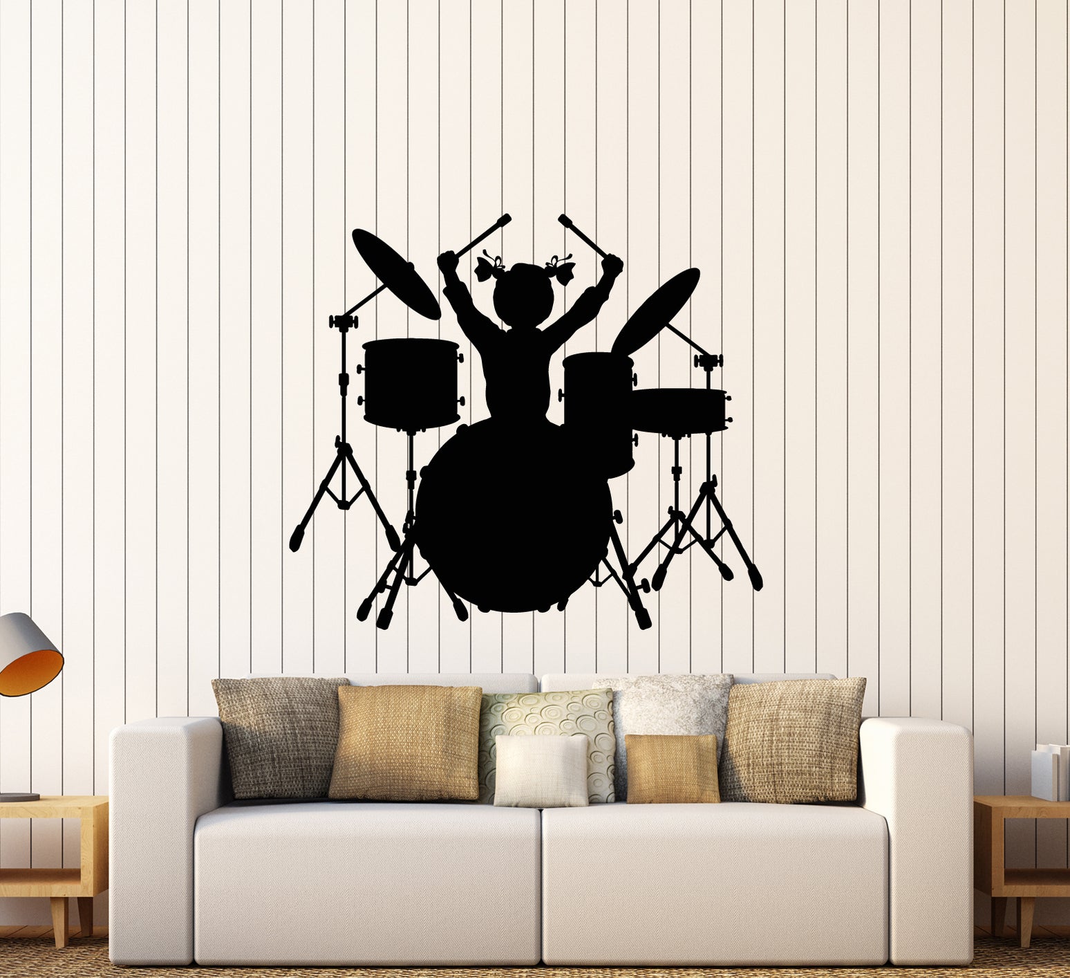 Vinyl Wall Decal Drum Kit Musician Drummer For Little Girl Stickers (3 ...