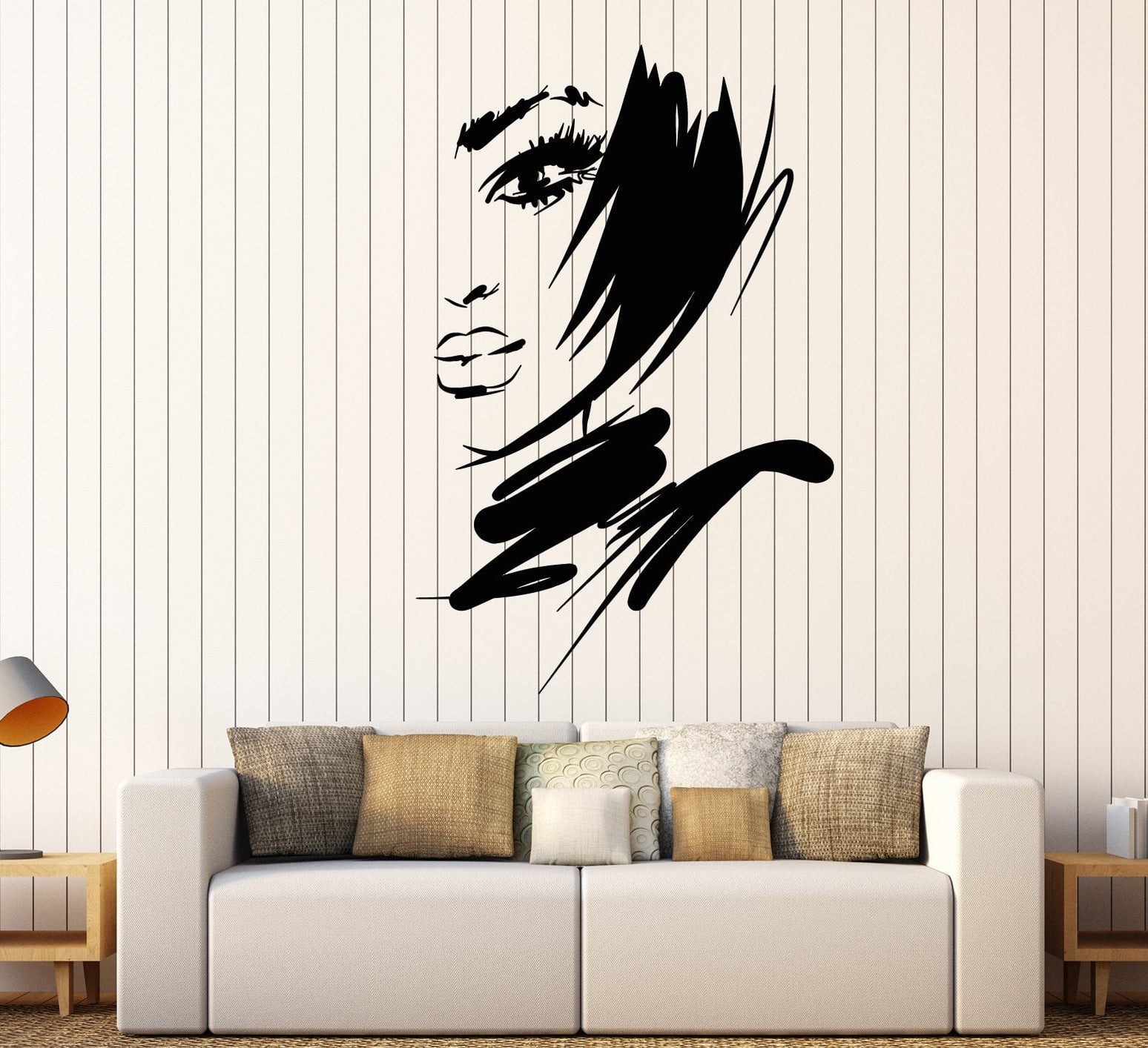 Vimyl Wall Decal Beautiful Face Girl Fashion Model Sexy Lips Stickers ...