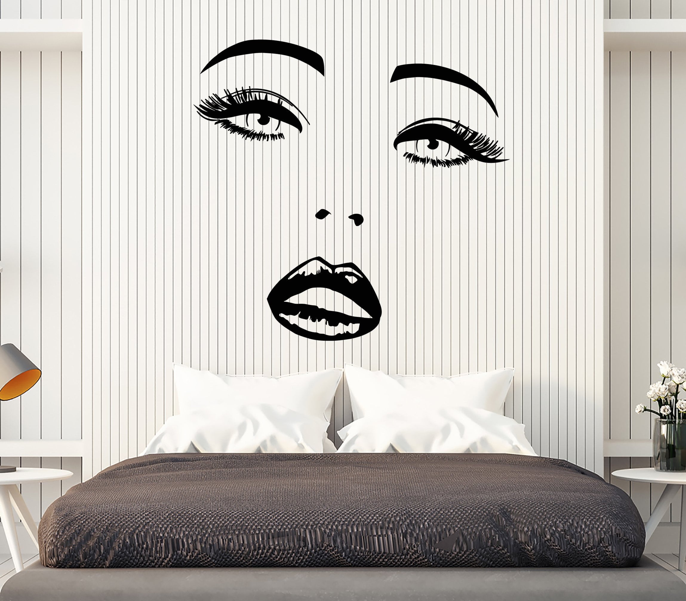 Vinyl Wall Decal Sexy Girl Face Makeup Lips Eyes Beauty Salon Stickers ...