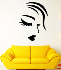 Vinyl Wall Decal Girl Face Sexy Lips Eyelashes Fashion Makeup Stickers ...