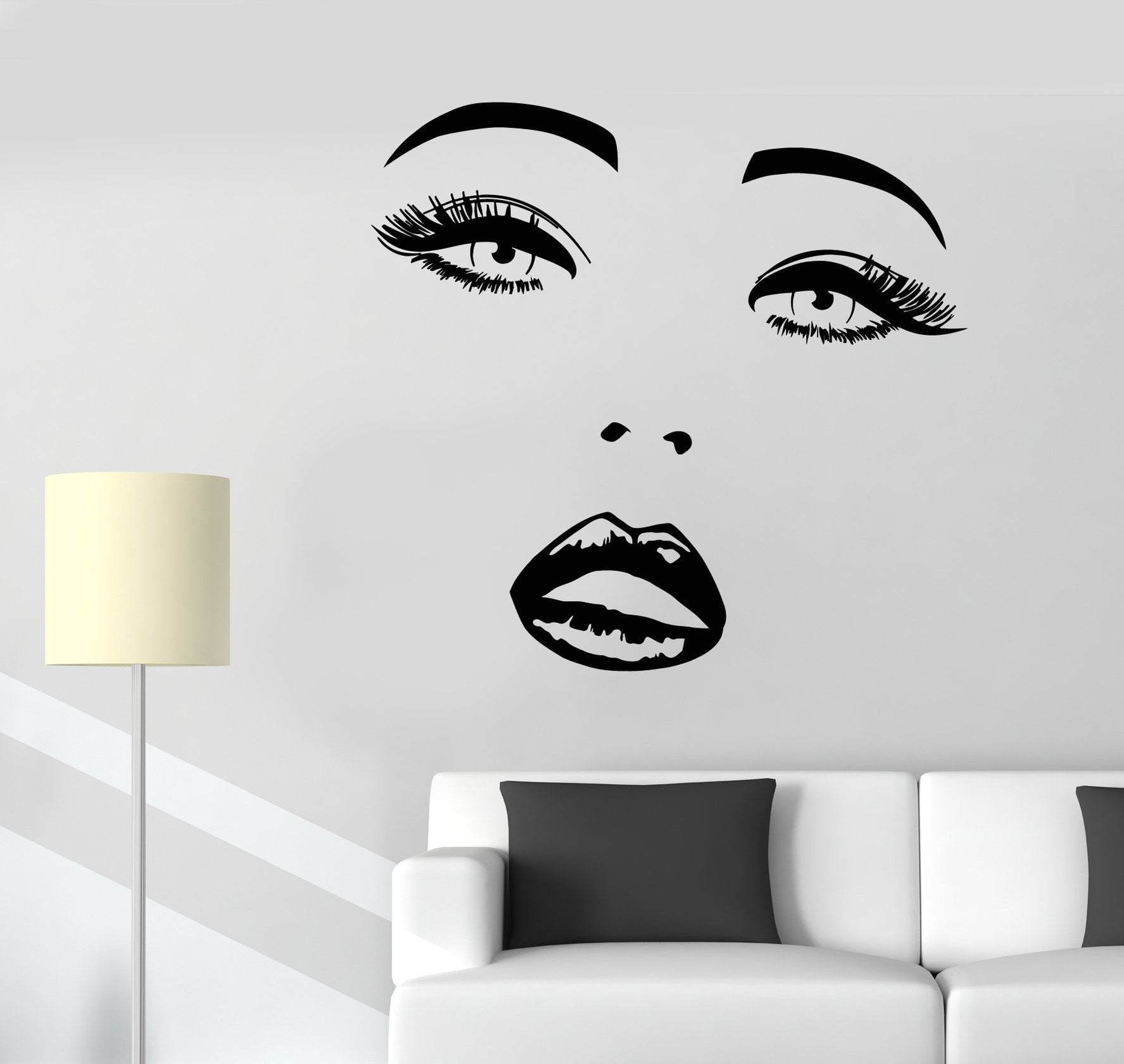 Vinyl Wall Decal Sexy Girl Face Makeup Lips Eyes Beauty Salon Stickers ...