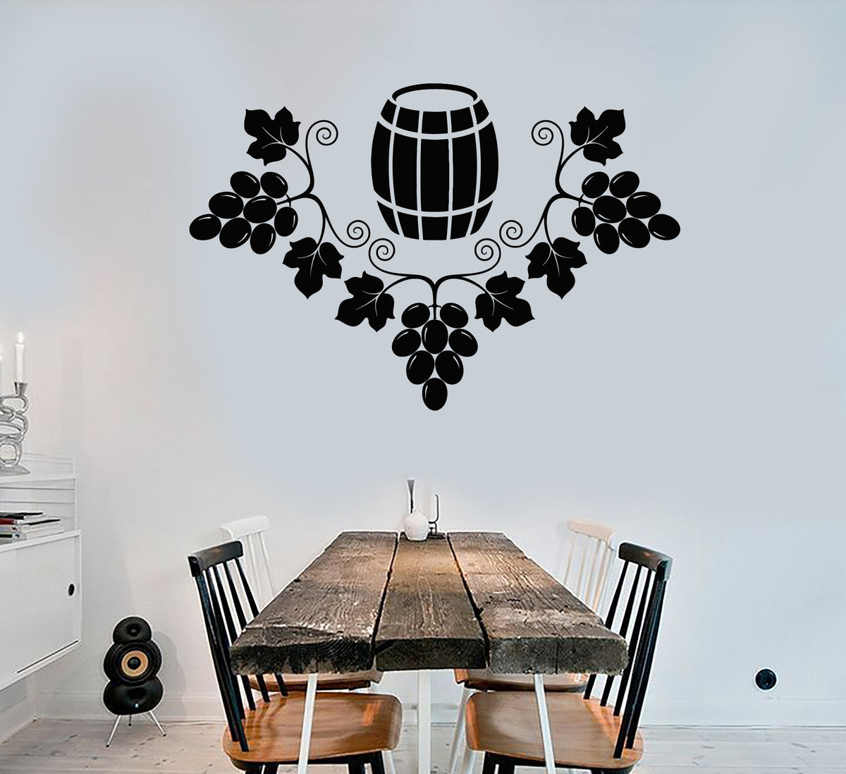 Vinyl Wall Decal Grapes Barrel Wine Alcohol Winemaker Stickers Unique ...