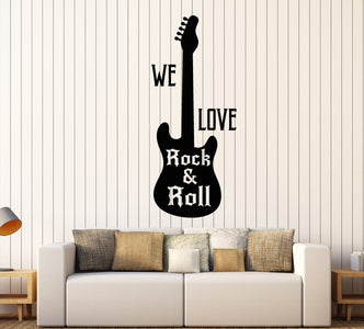 Vinyl Wall Decal Electric Guitar Rock'n'roll Rock Music Musician Stick ...