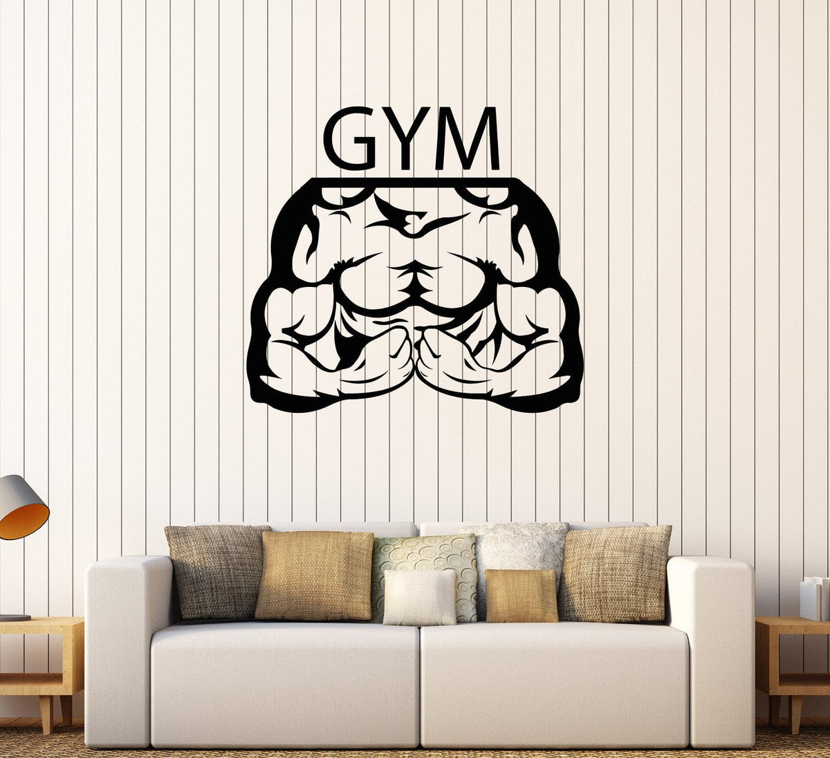 Vinyl Wall Stickers Gym Fitness Muscles Iron Sport Decal Mural Unique ...
