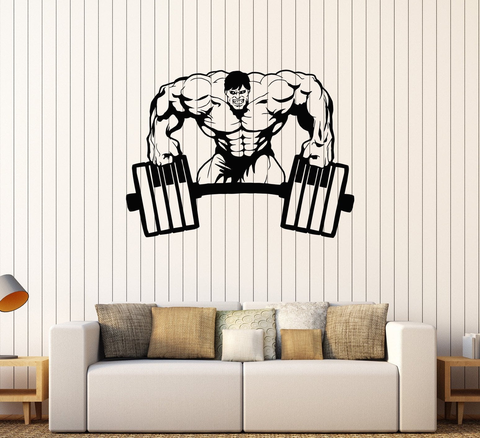 Vinyl Wall Decal Muscle Gym Bodybuilding Muscled Man Stickers Unique G ...