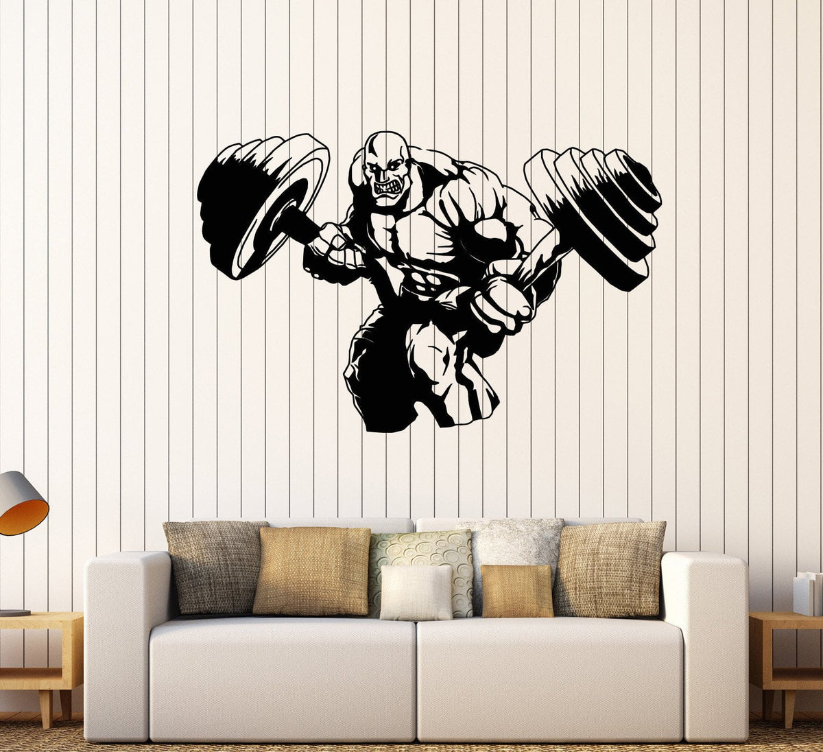 Vinyl Wall Decal Bodybuilding Iron Sport Barbell Gym Muscle Stickers U ...