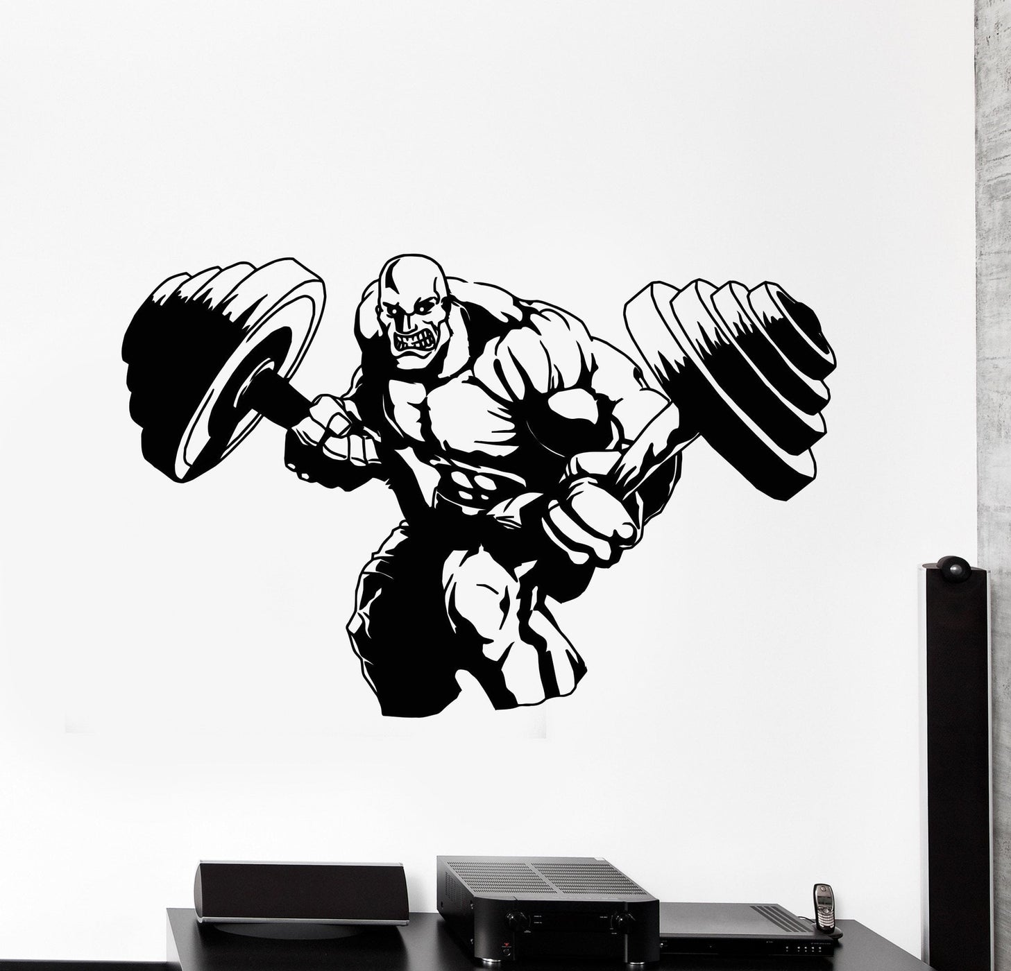Vinyl Wall Decal Bodybuilding Iron Sport Barbell Gym Muscle Stickers U ...