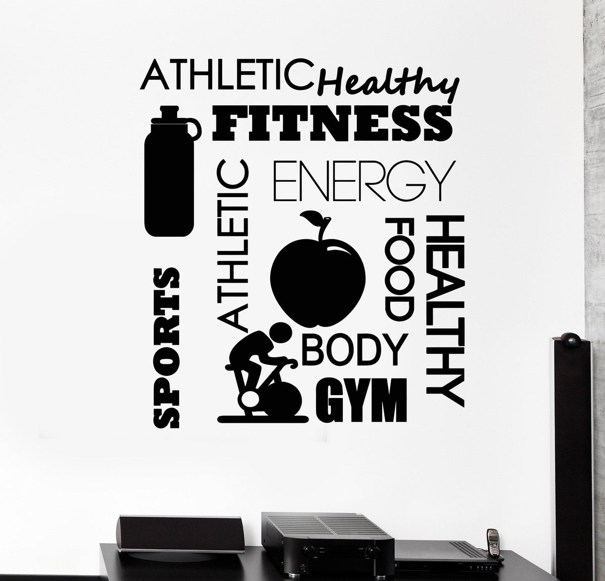 Vinyl Wall Decal Healthy Lifestyle Sport Fitness Words Stickers Unique ...