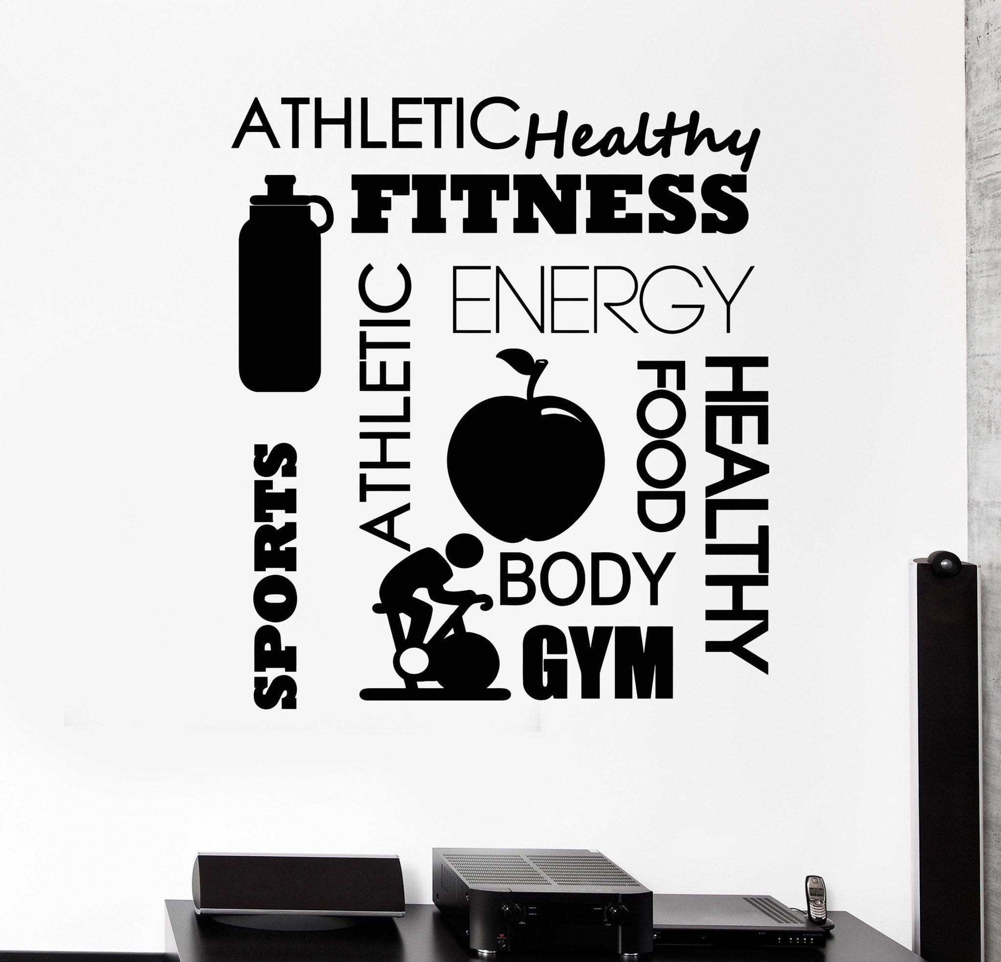 Vinyl Wall Decal Healthy Lifestyle Sport Fitness Words Stickers Unique ...