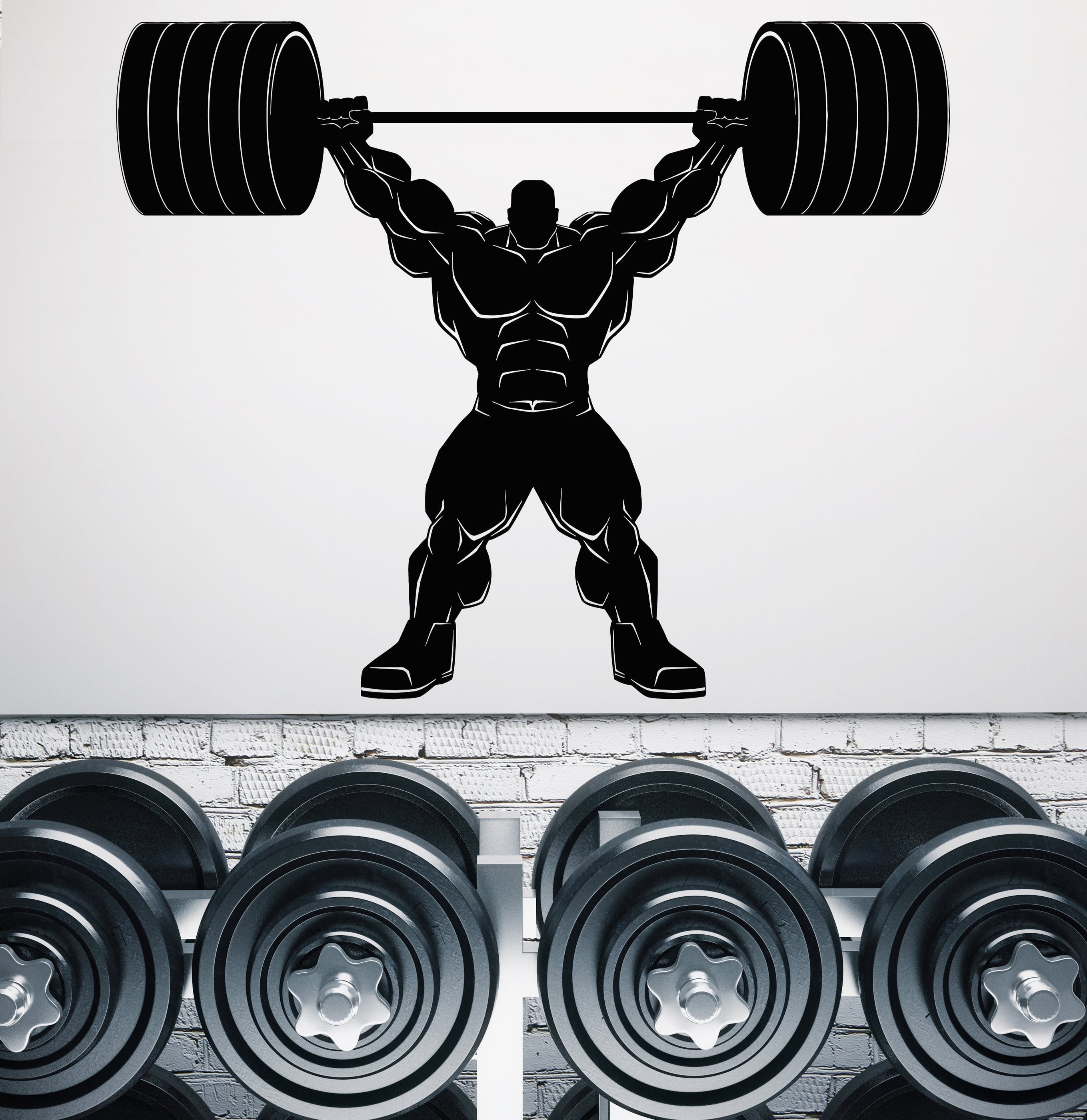 Vinyl Wall Decal Bodybuilder Gym Fitness Barbell Muscles Stickers (218 ...