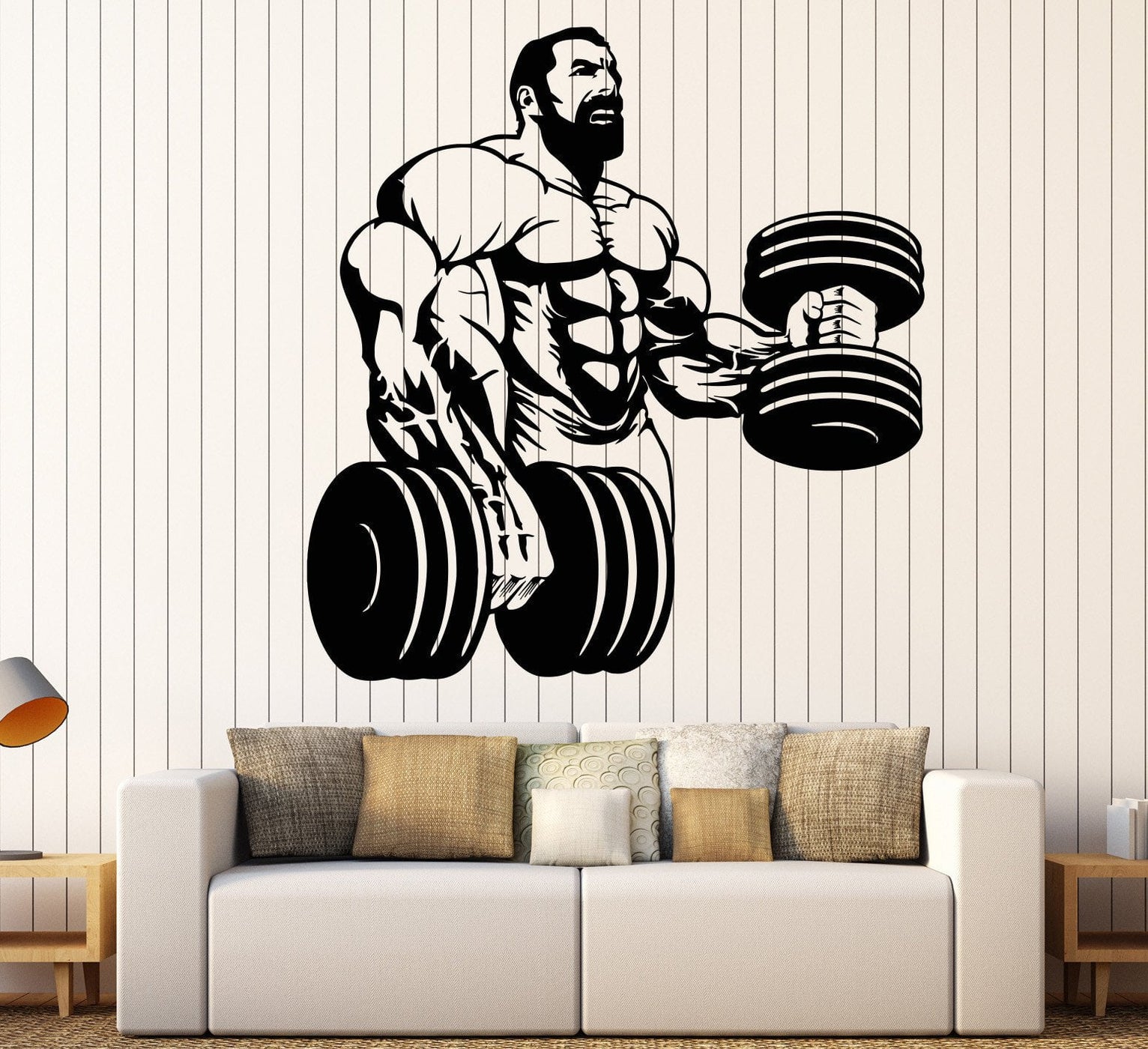 Vinyl Wall Decal Powerlifting Gym Beautiful Body Muscle Man Fitness Tr ...