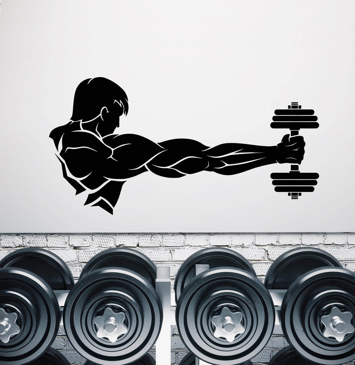 Vinyl Wall Decal Gym Fitness Dumbbell Muscles Sport Body Stickers (359 ...
