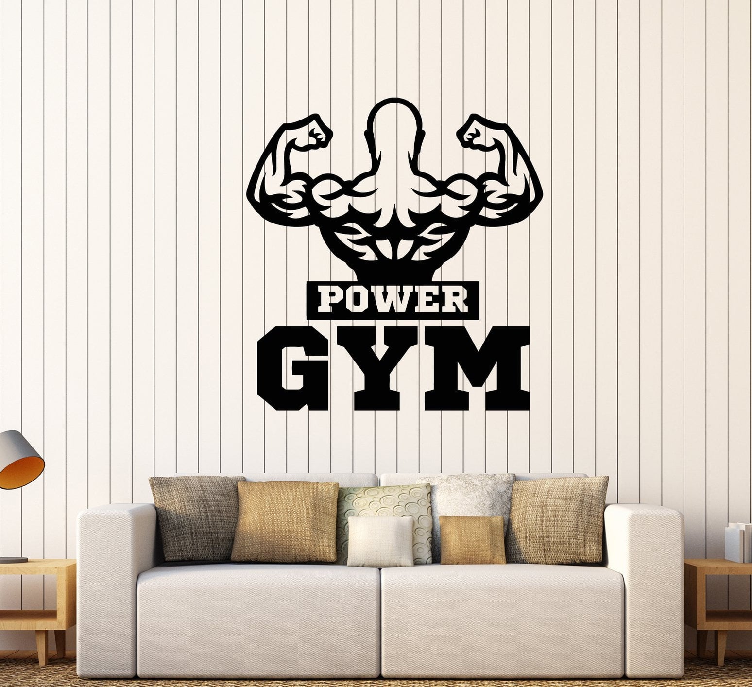 Vinyl Wall Decal Power Gym Muscles Beautiful Body Bodybuilder Logo Sti ...