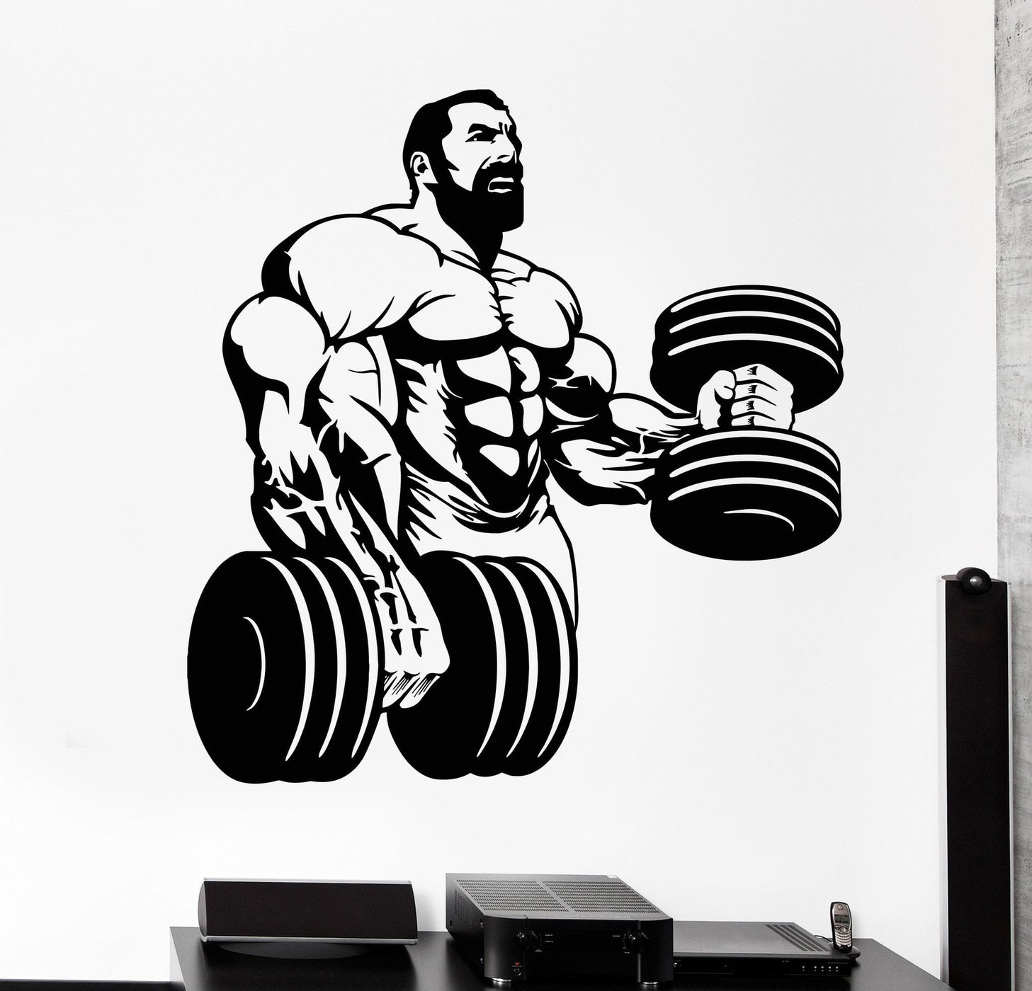 Vinyl Wall Decal Powerlifting Gym Beautiful Body Muscle Man Fitness Tr ...