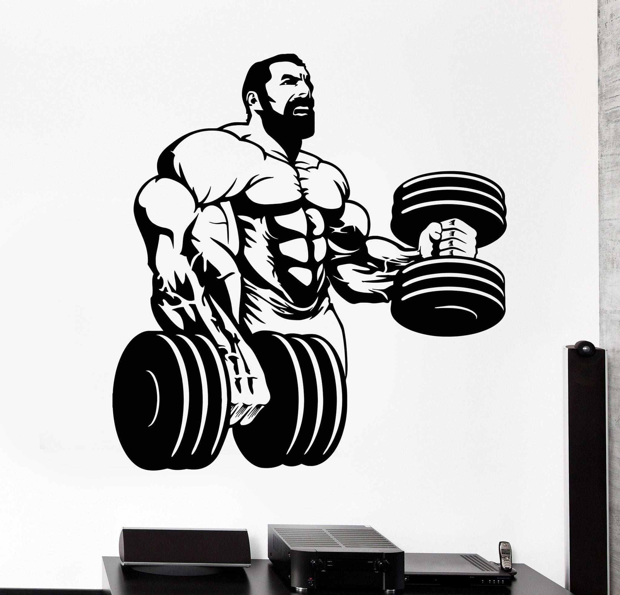Vinyl Wall Decal Powerlifting Gym Beautiful Body Muscle Man Fitness Tr ...