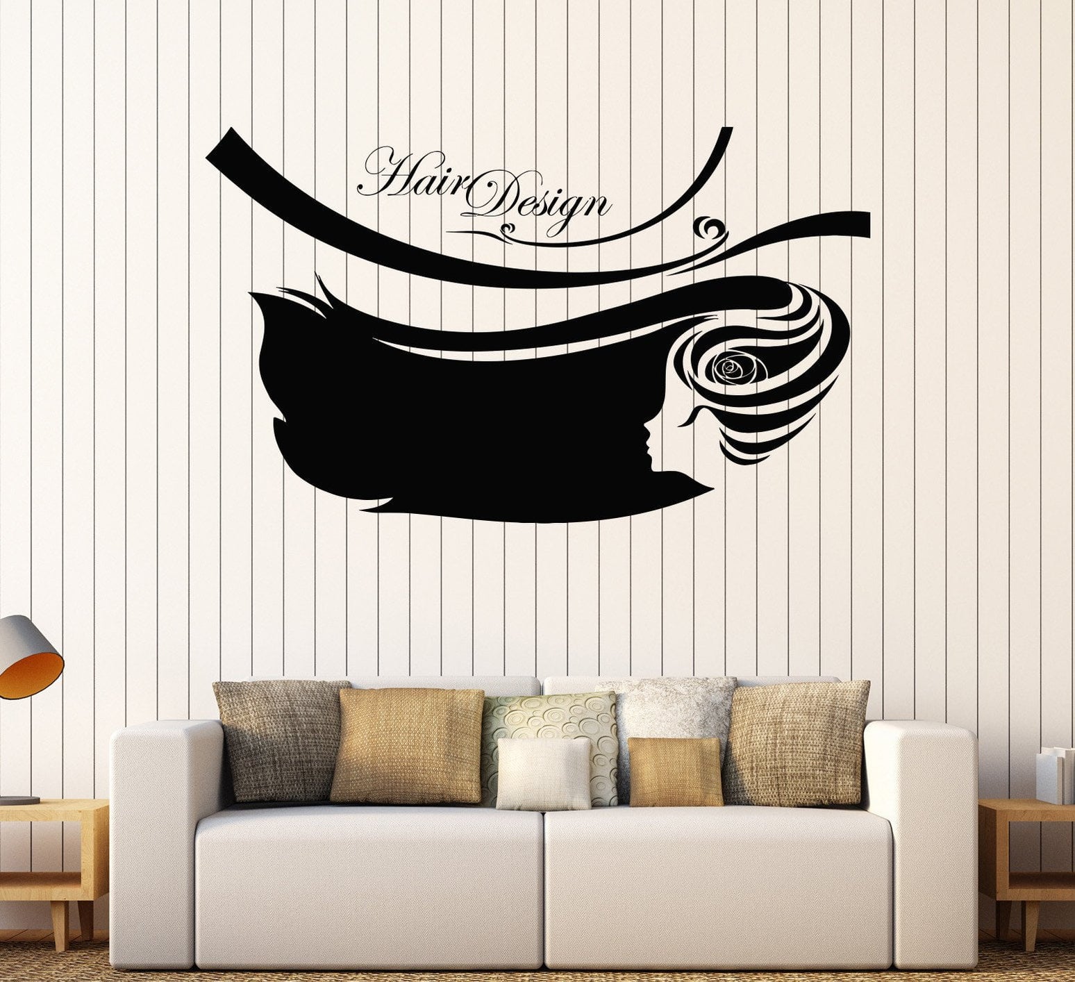 Vinyl Wall Decal Hair Design Beauty Salon Barbershop Hairdresser Stick ...