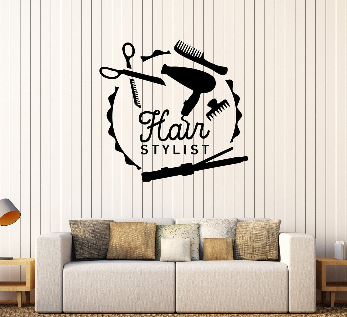 Vinyl Wall Decal Hair Stylist Barber Tools Beauty Stickers Mural Uniqu ...
