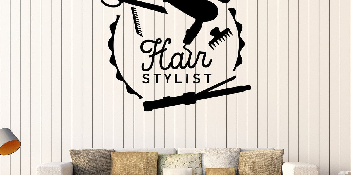 Vinyl Wall Decal Hair Stylist Barber Tools Beauty Stickers Mural Uniqu ...