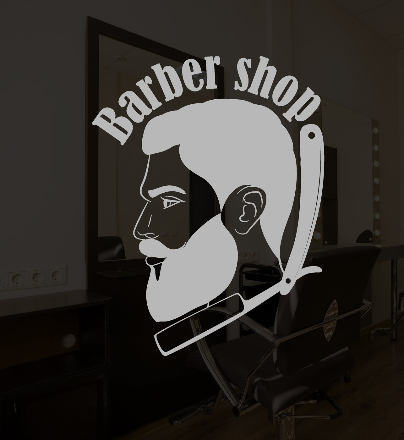 Vinyl Wall Decal Barbershop Logo Signboard Retro Straight For Men Stic ...