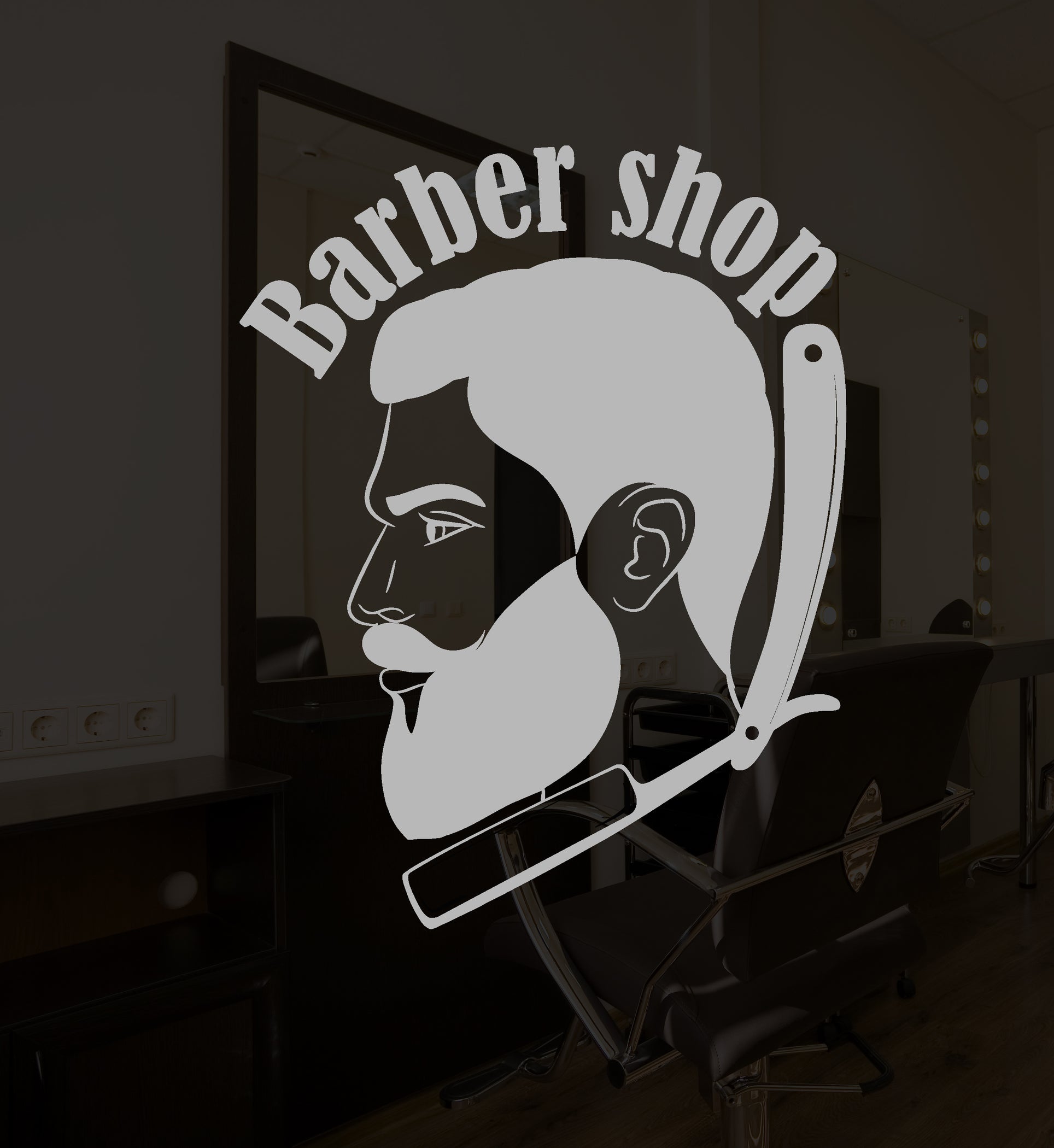 Vinyl Wall Decal Barbershop Logo Signboard Retro Straight For Men Stic ...