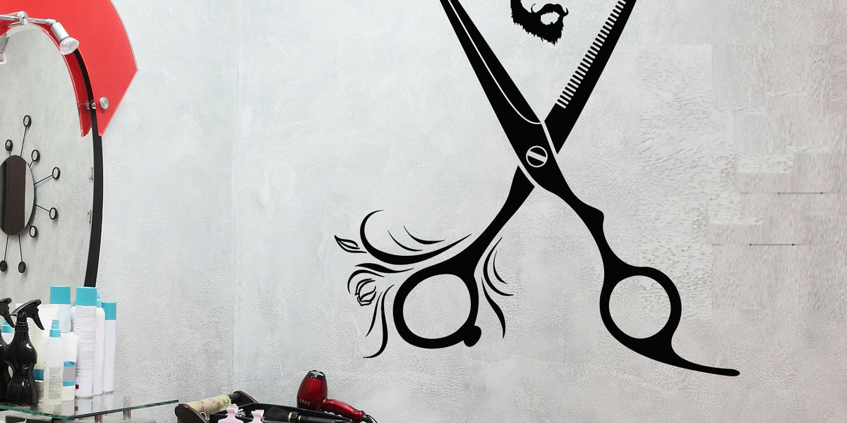 Vinyl Wall Decal Hairdresser Hipster Barbershop Hair Hairstyle Salon S ...