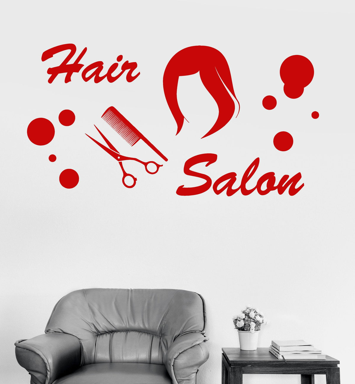 Vinyl Wall Decal Hair Salon Stylist Barbershop Hairdresser Stickers Mu ...