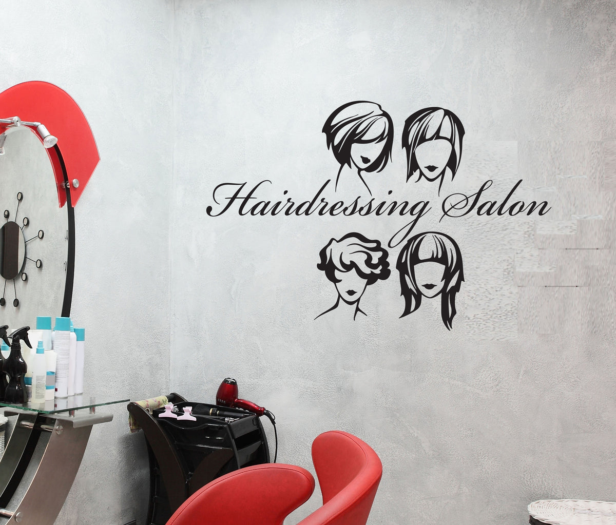 Vinyl Wall Decal Hairdressing Salon Logo Hairstyles Haircuts Stickers ...