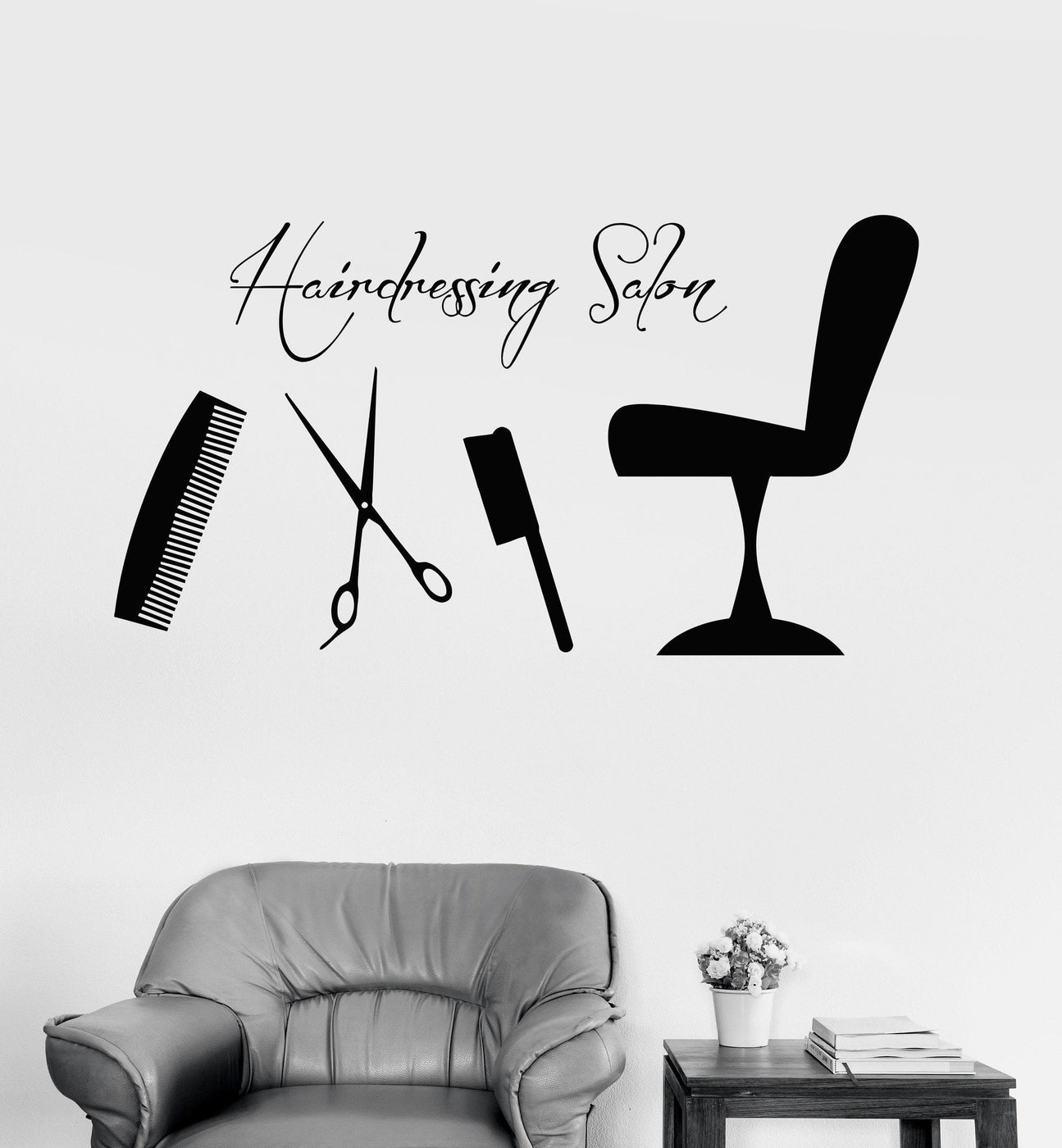 Vinyl Wall Decal Hairdressing Salon Barber Shop Hair Stylist Stickers ...