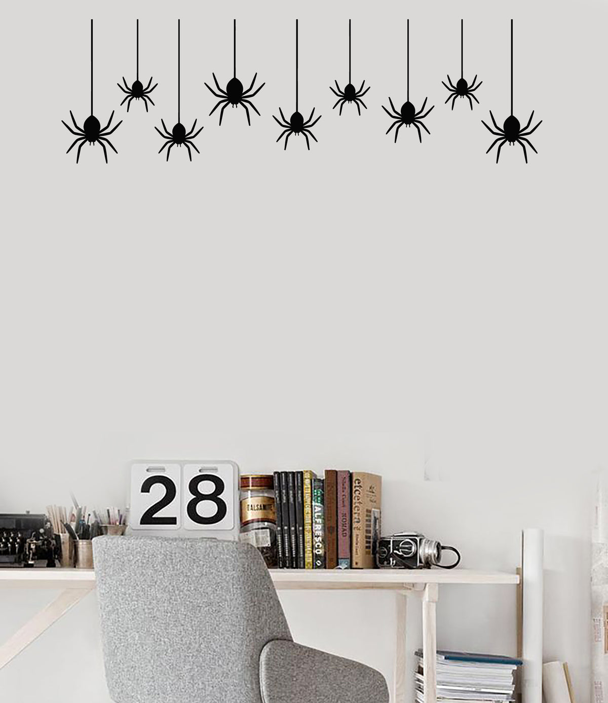 Vinyl Wall Decal Halloween Party Decor Spiders Spider Web Stickers (36 ...