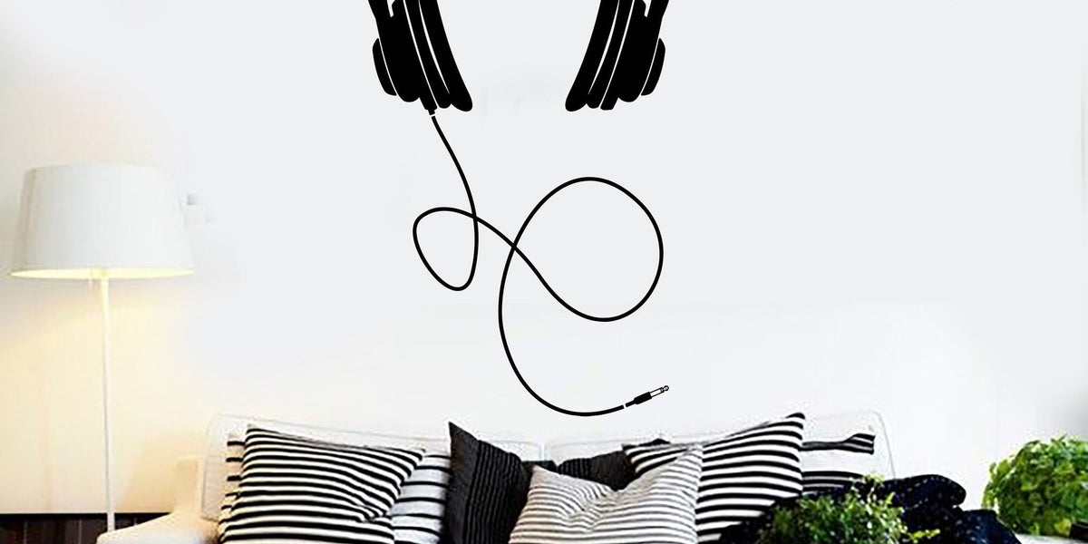 Vinyl Wall Decal Headphones Musical Decor Teen Room Stickers Mural Uni ...