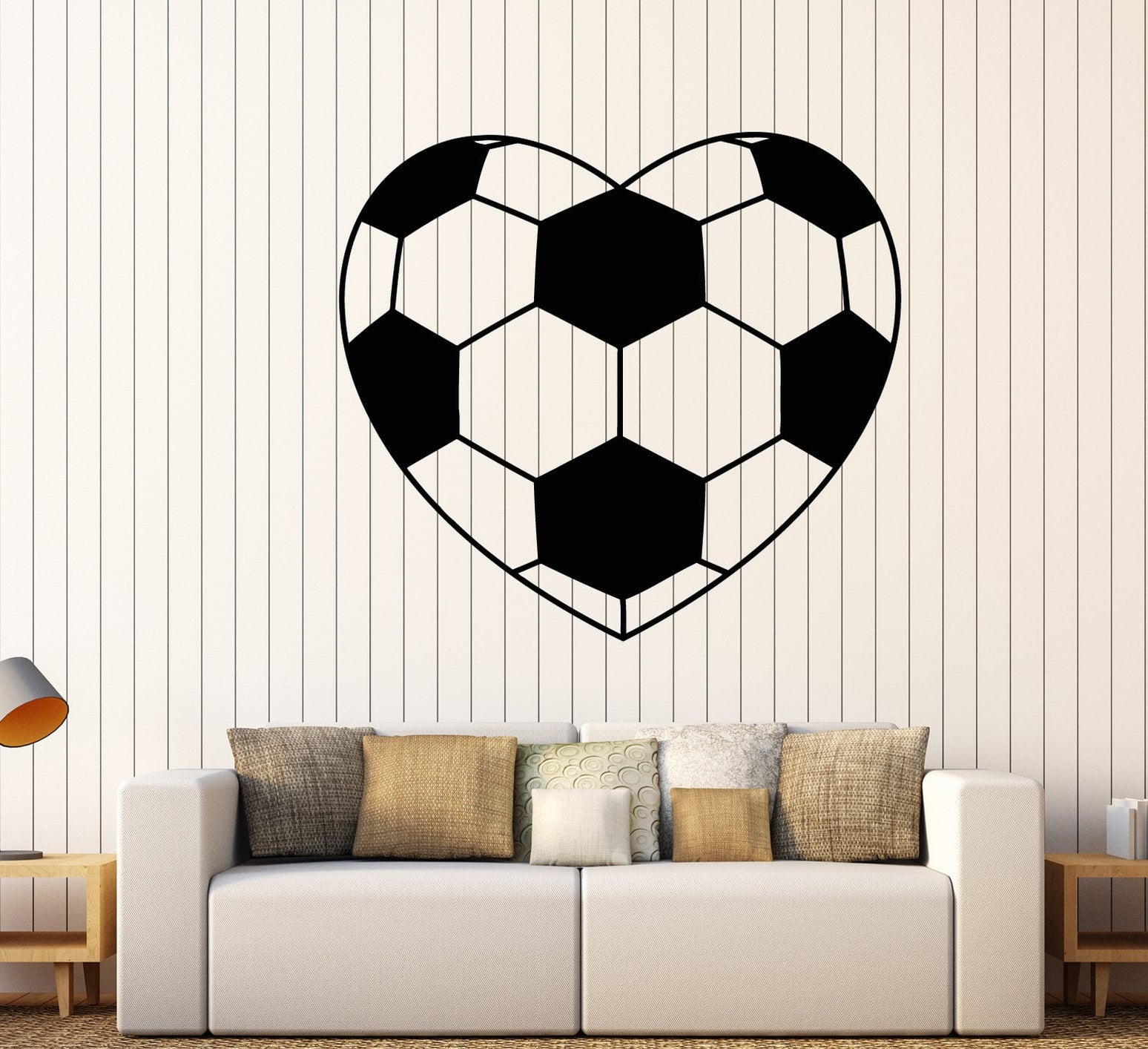 Vinyl Wall Decal Art Soccer Ball Heart Player Fan Stickers Unique Gift ...